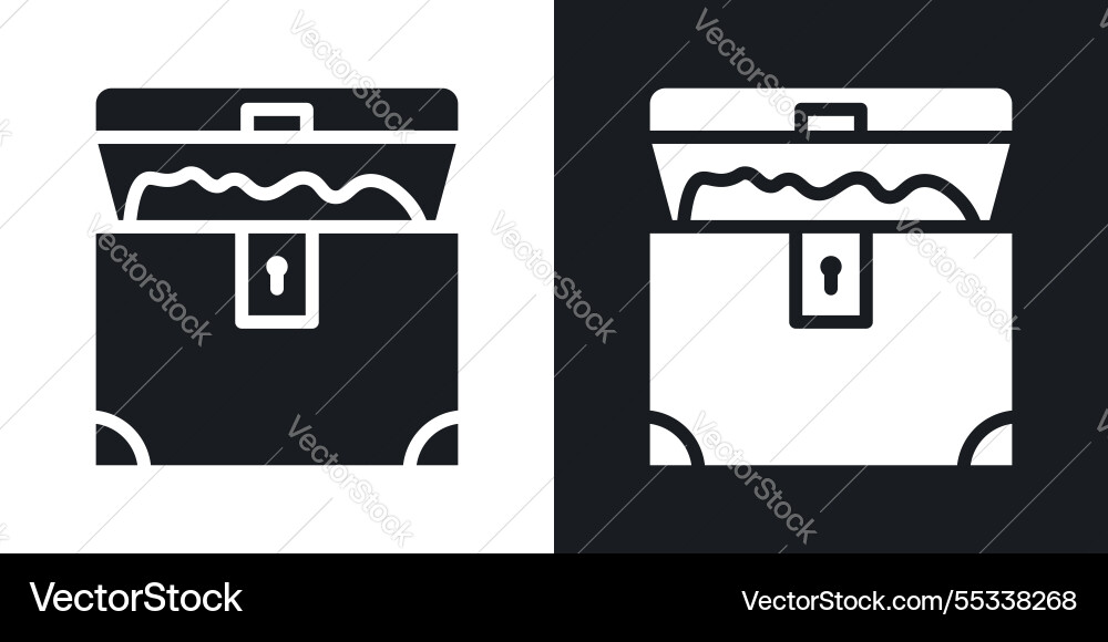 Treasure chest icons set black and colored style Vector Image
