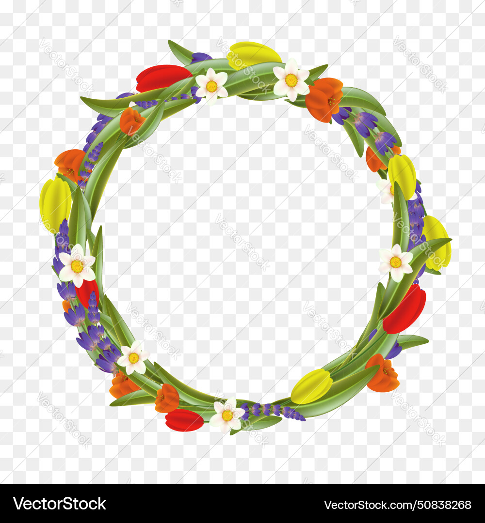 Wreath of spring flowers frame Royalty Free Vector Image