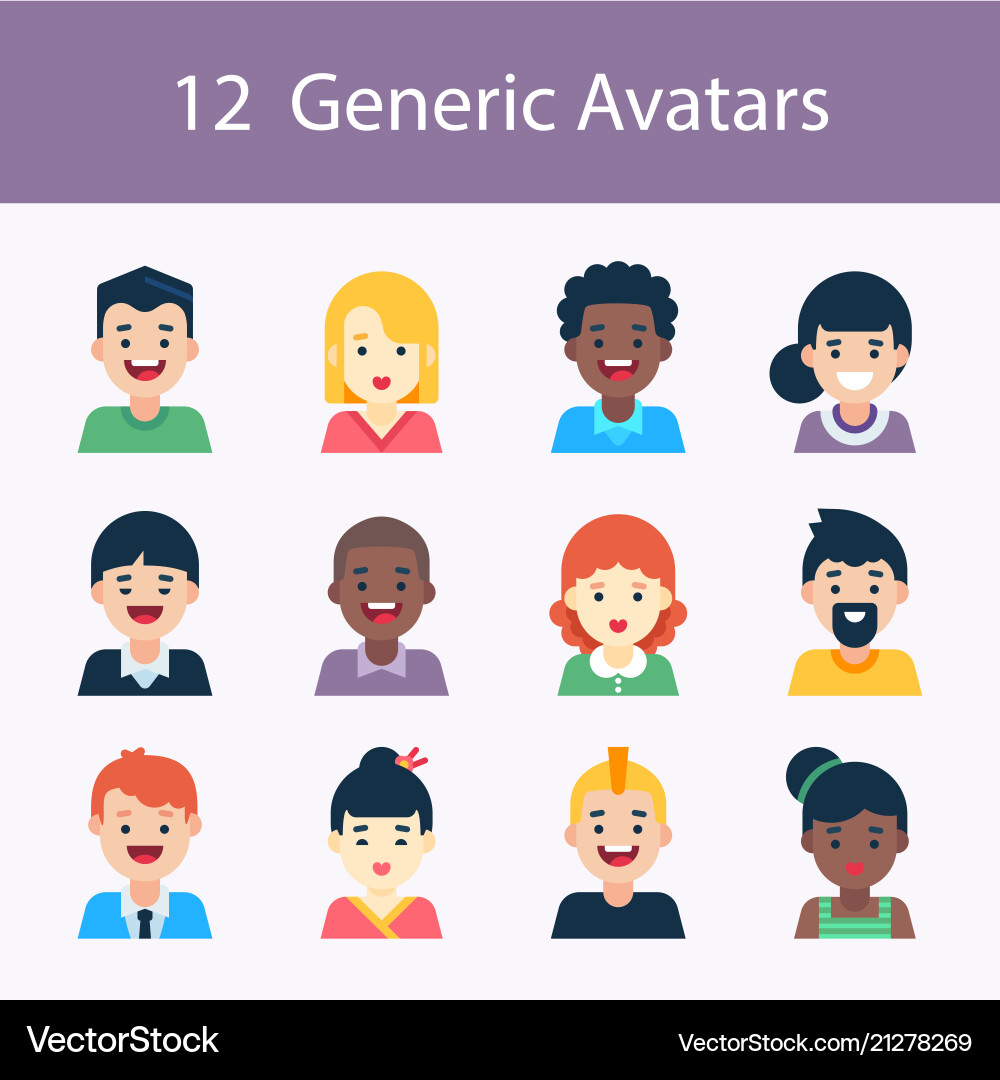12 generic avatars Royalty Free Vector Image - VectorStock