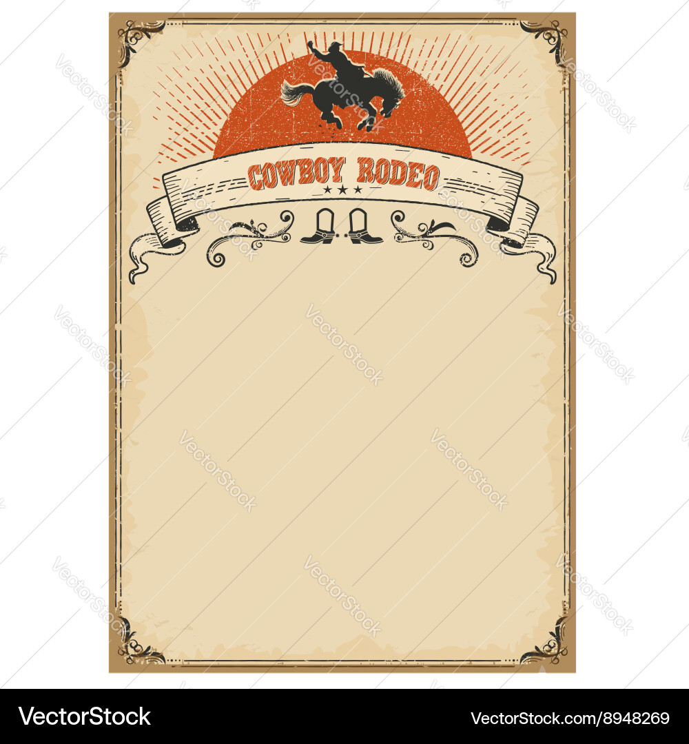 American western background for textcowboy rodeo Vector Image