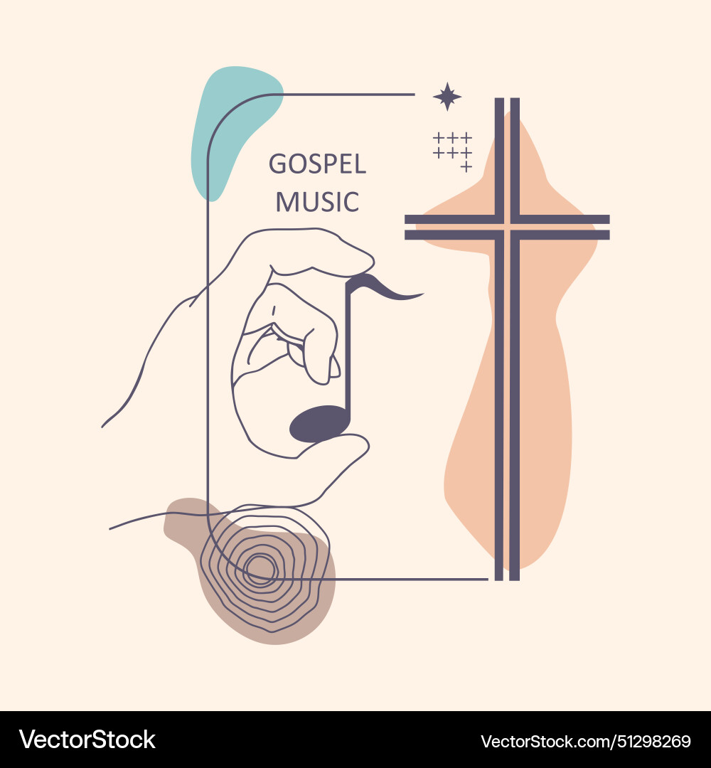 Christian cross hand holding musical note design Vector Image