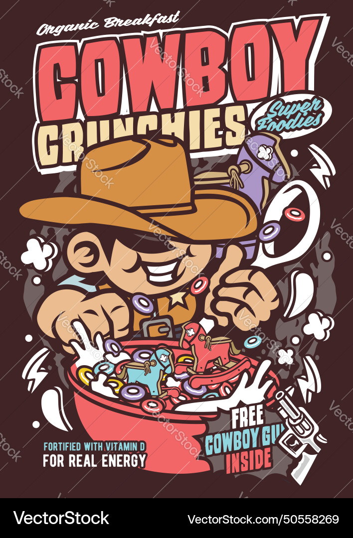 Cowboy crunchies Royalty Free Vector Image - VectorStock