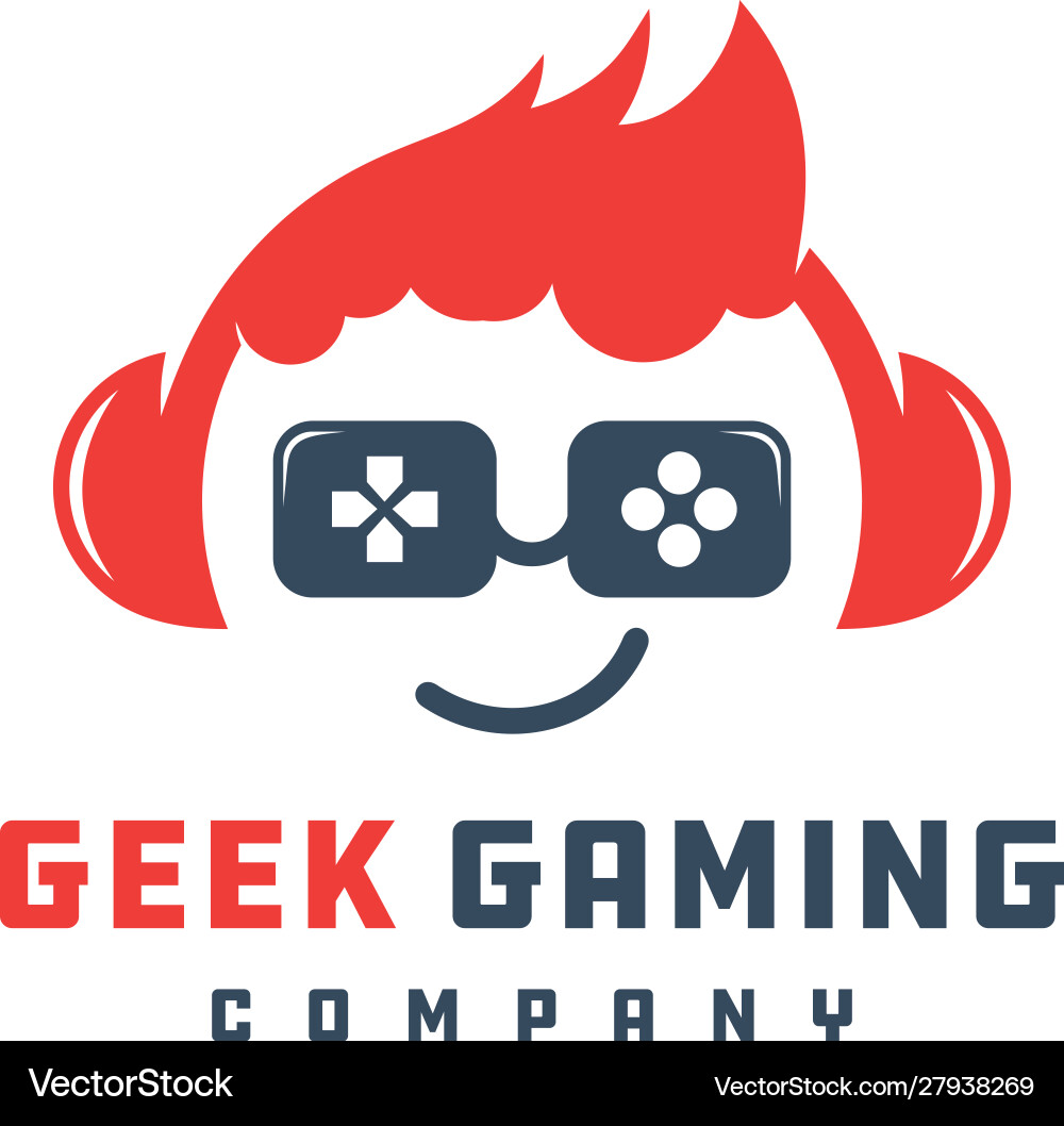 Geek gaming logo design Royalty Free Vector Image