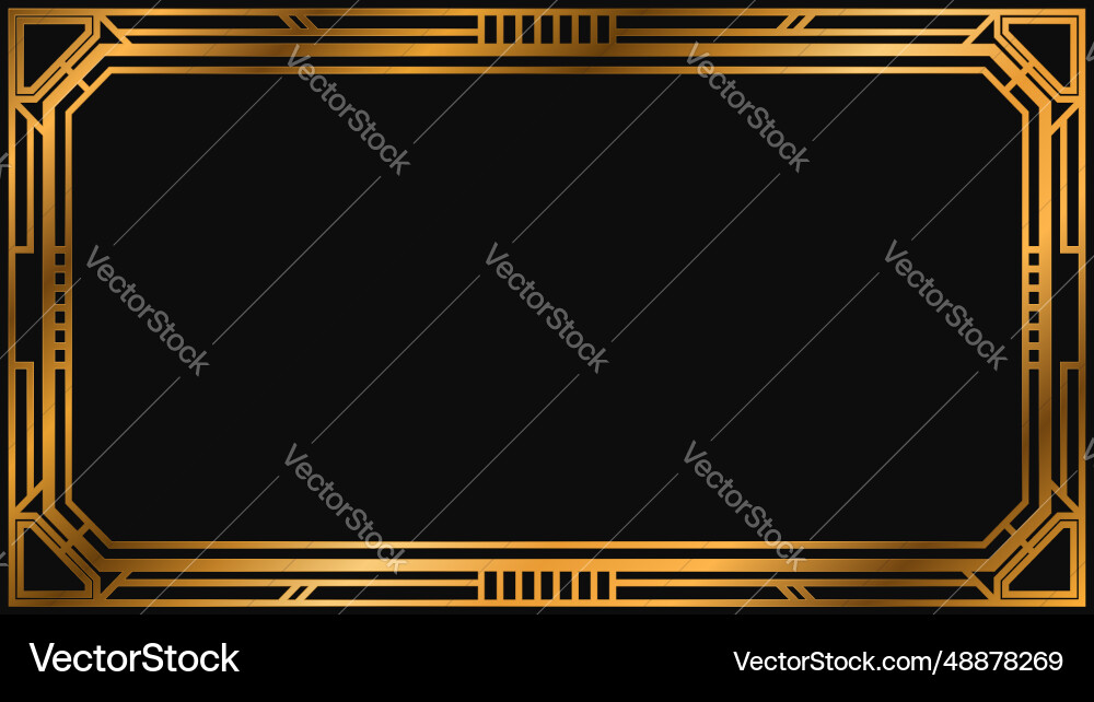 Golden art deco frame geometric pattern Royalty Free Vector