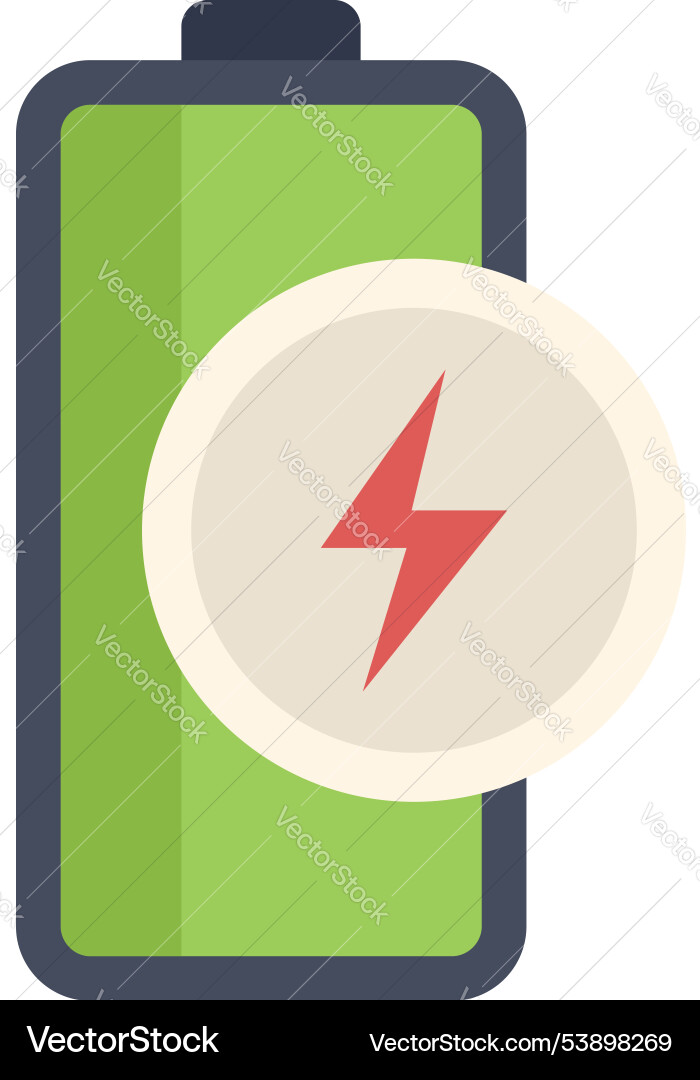 Green battery icon showing charging status Vector Image