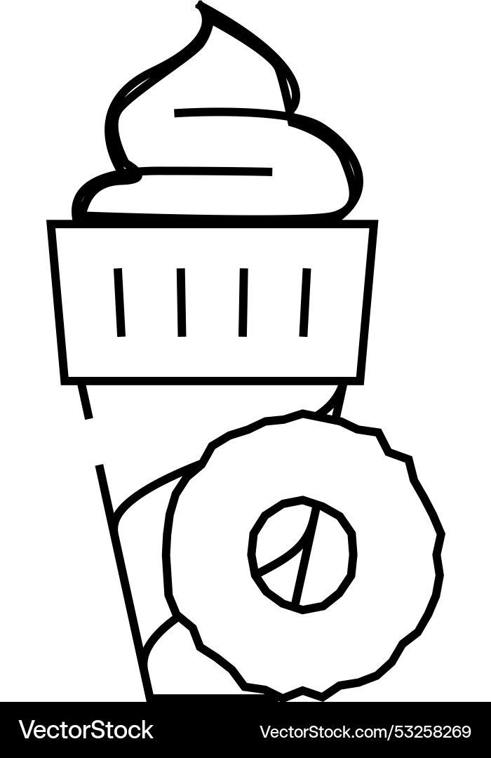 Ice cream pineapple line icon Royalty Free Vector Image