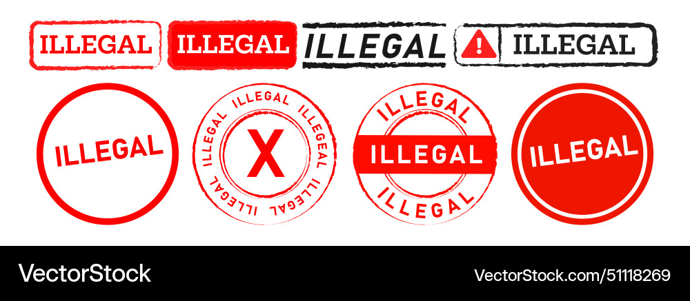 Illegal rectangle and circle stamp labels ticker Vector Image