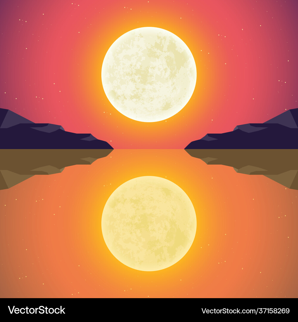 Moon nature landscape background design Royalty Free Vector