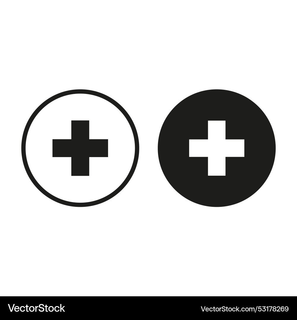 Plus icon addition sign add medical Royalty Free Vector