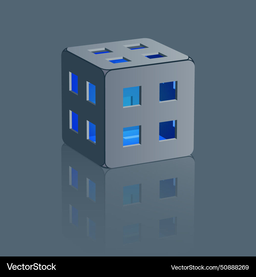 Realistic cube with reflection of a Royalty Free Vector