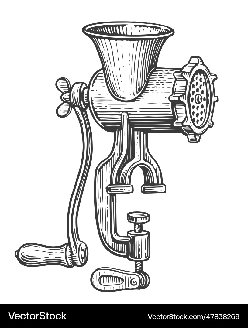 Retro manual mechanical meat grinder vintage Vector Image