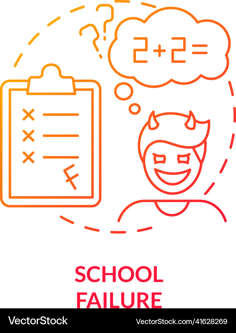 School failure red gradient concept icon Vector Image