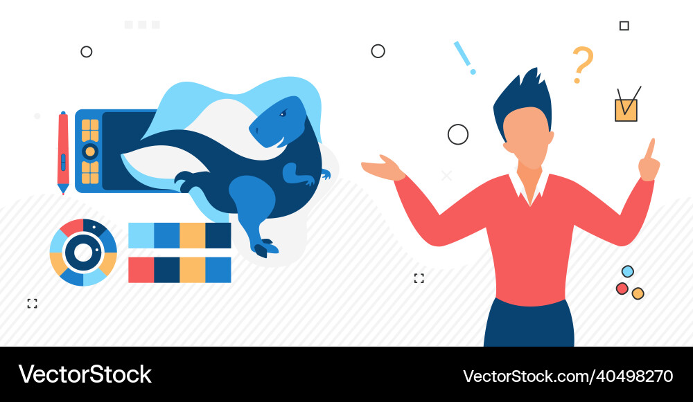 Cartoon developer creating business design Vector Image