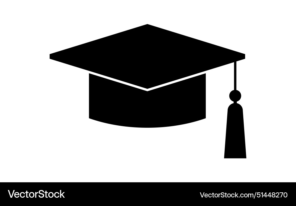 Graduation hat logo graduate cap flat sign Vector Image