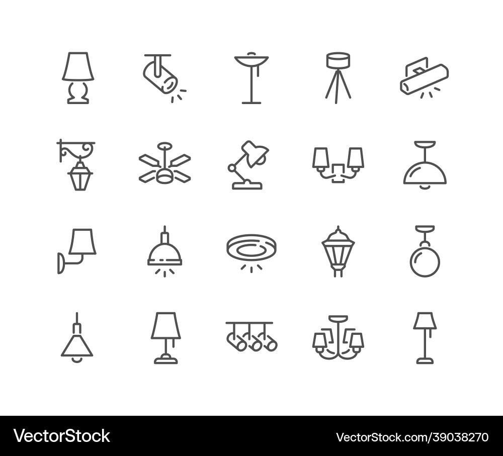 Lamps & Light Icons Royalty Free Vector Image