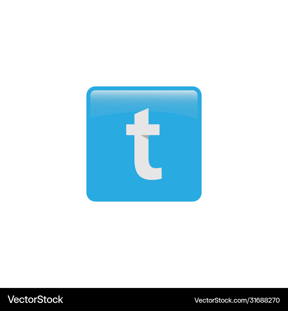 Letter t square mobile apps icon button Royalty Free Vector