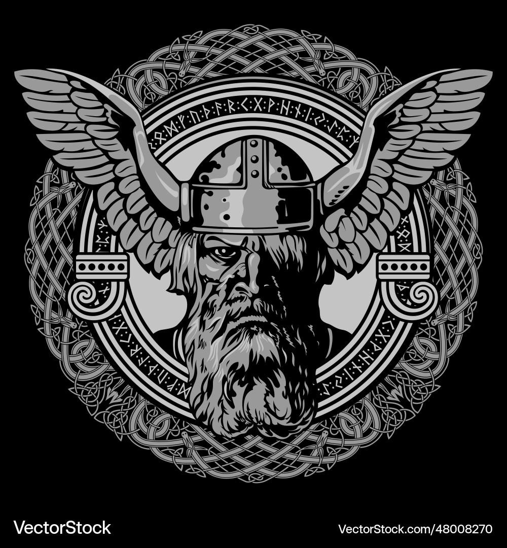 Odin Valhalla Viking Helmet Royalty Free Vector Image