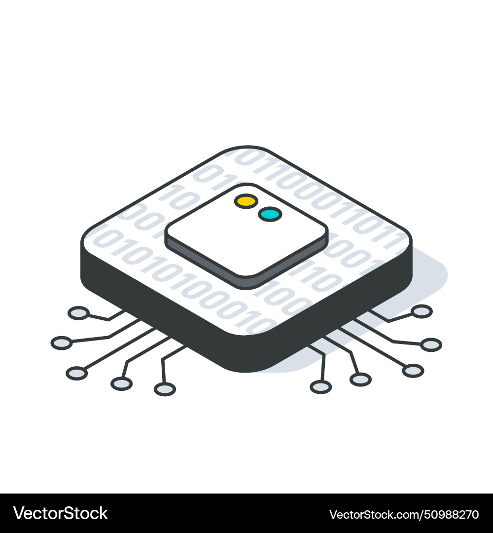 Processor chip icon outline isometric Royalty Free Vector