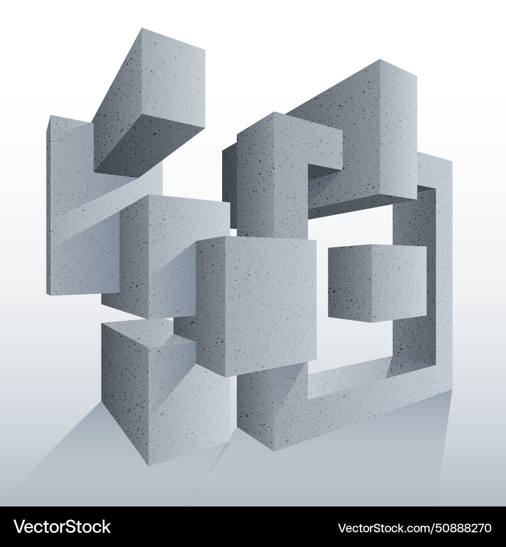 Realistic concrete cubes of a set Royalty Free Vector Image