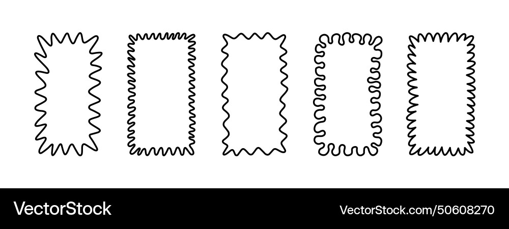 Scalloped wavy doodle line frame hand drawn wave Vector Image
