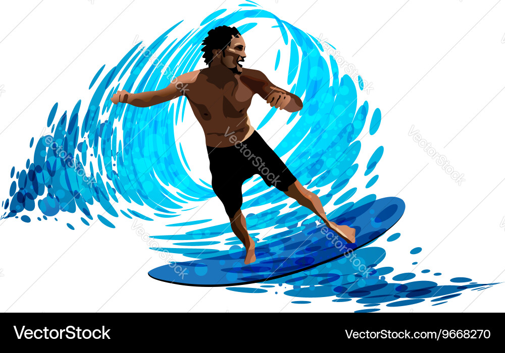 Surfer on waves Royalty Free Vector Image - VectorStock