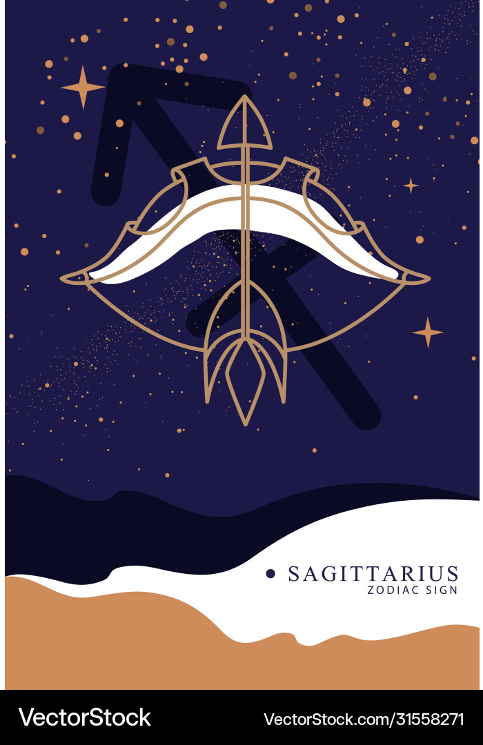 Card with astrology sagittarius sign Royalty Free Vector