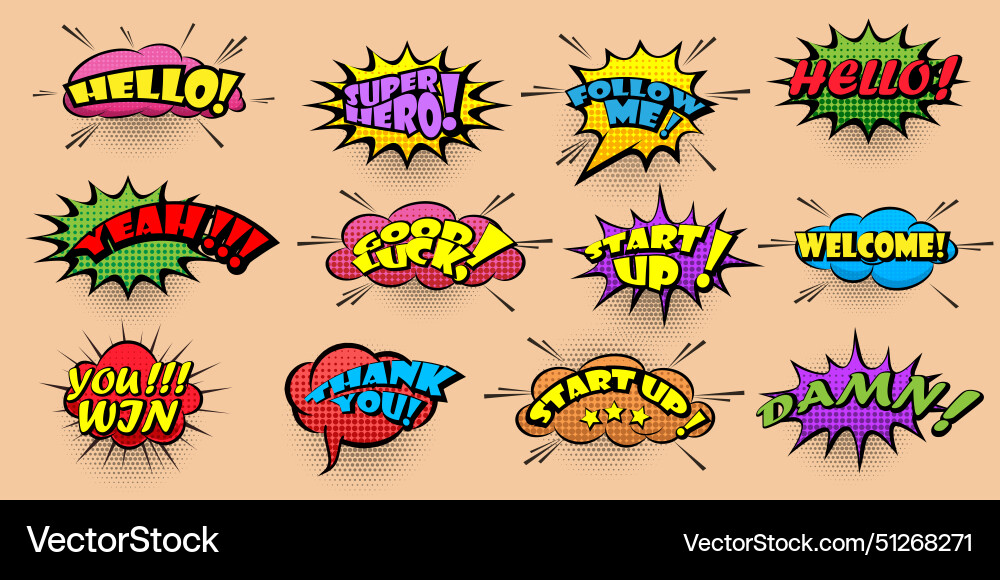 Cartoon comic speech bubble with different Vector Image