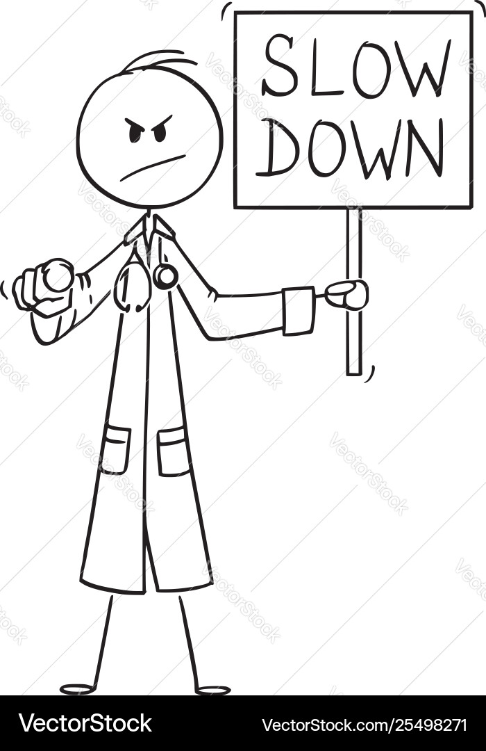 Cartoon serious looking doctor pointing Royalty Free Vector