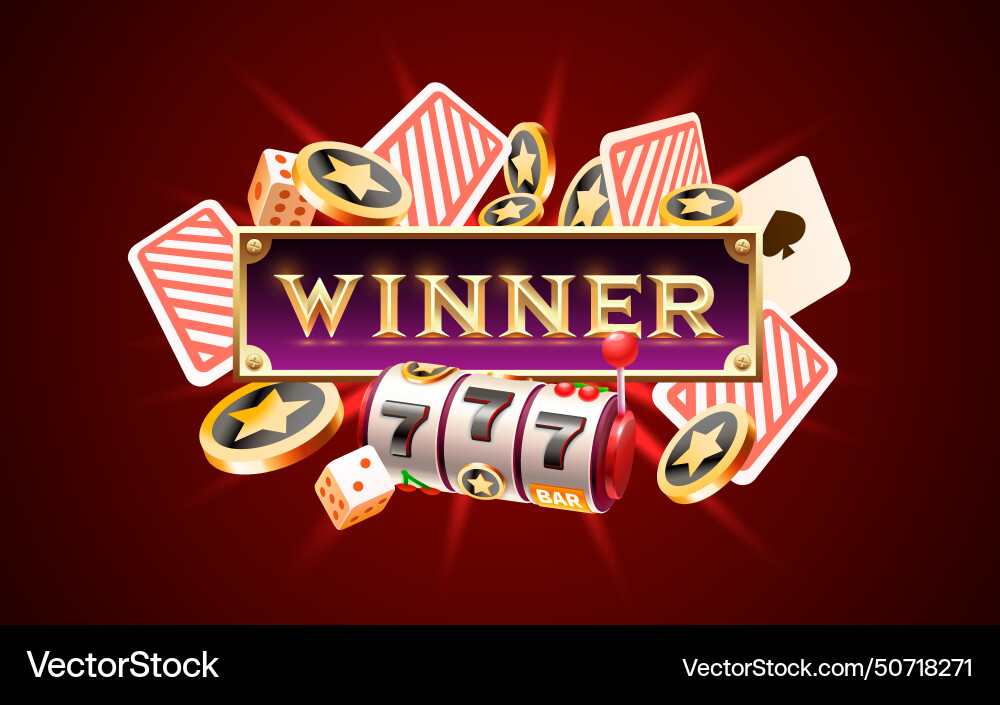 Casino slots machine winner jackpot fortune win Vector Image
