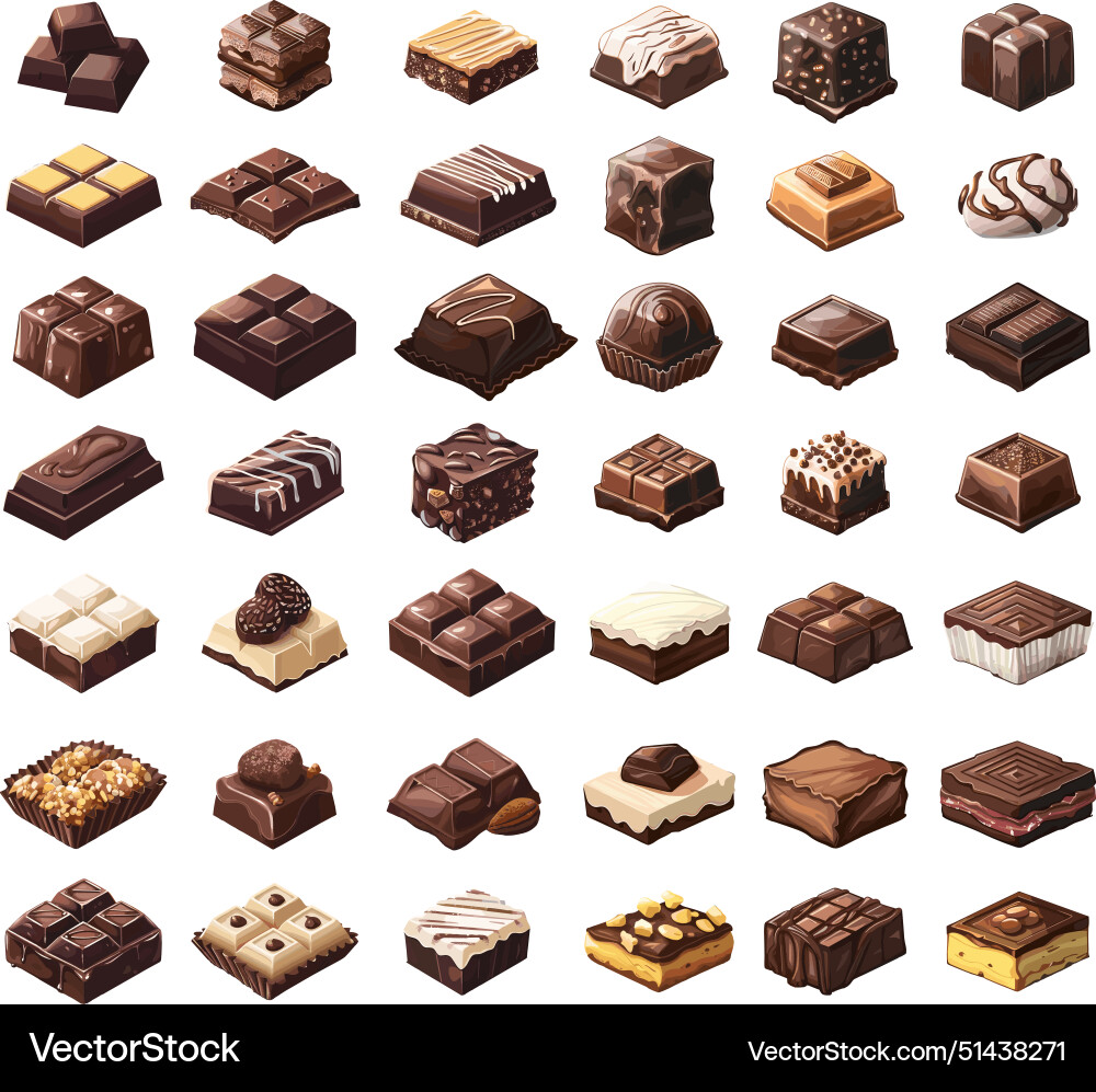 Chocolate candies cartoon set sweet Royalty Free Vector