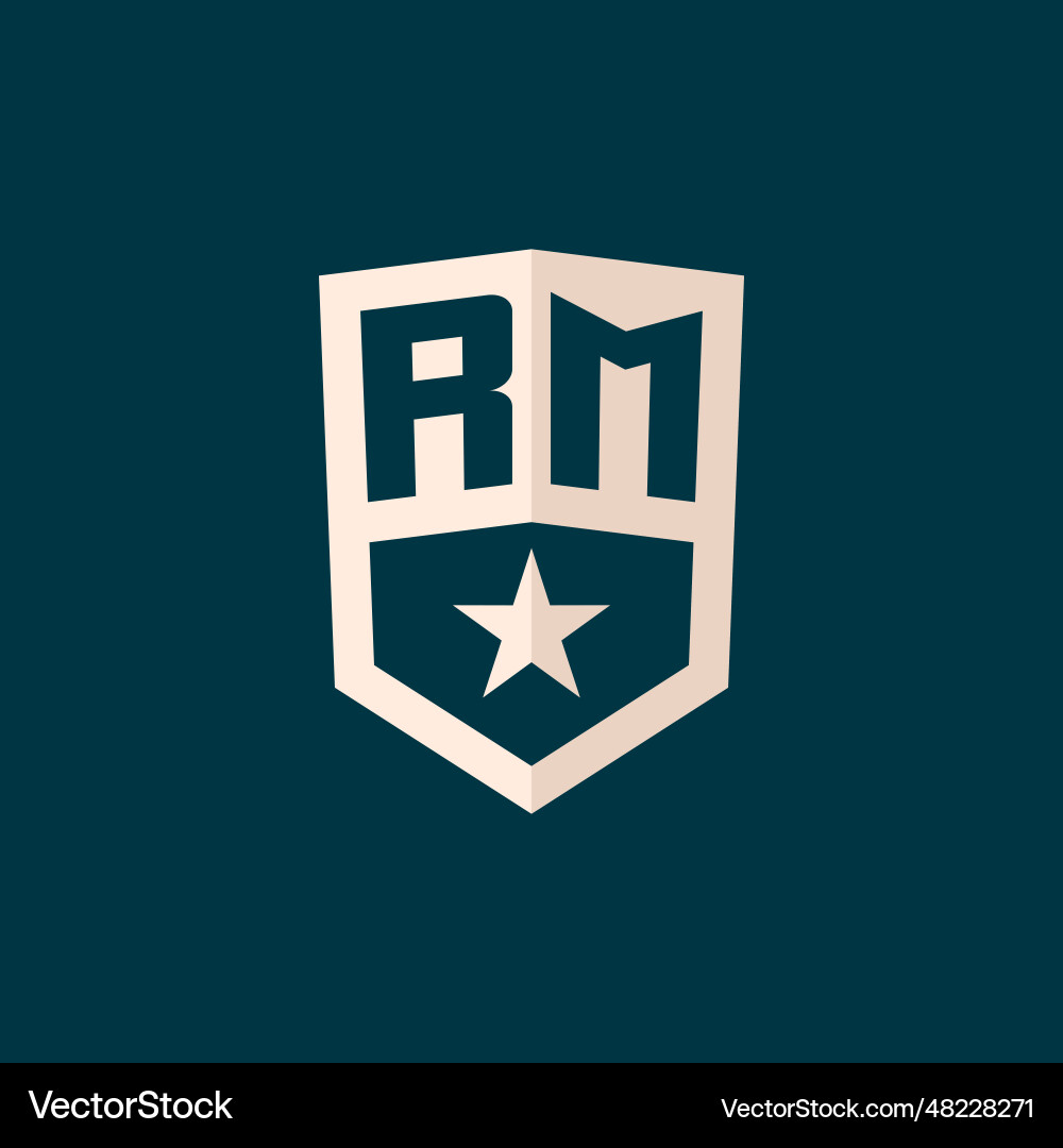 Initial rm logo star shield symbol with simple Vector Image