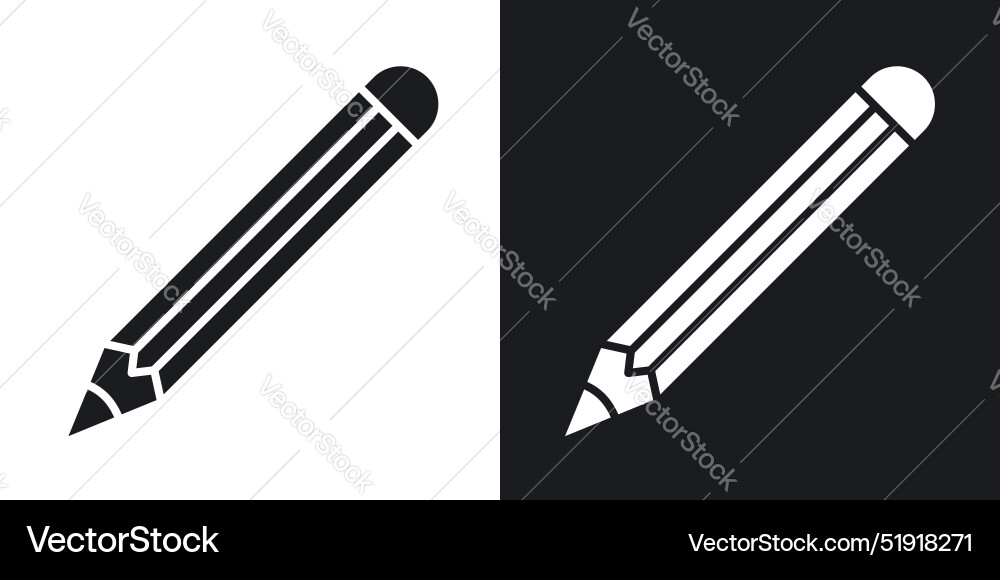 Pencil icon set in solid black and white color Vector Image