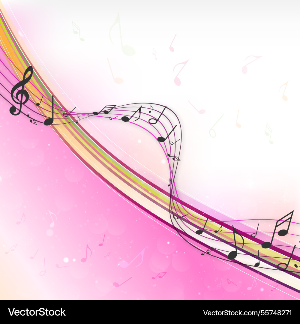 Pink musical background with stave Royalty Free Vector Image