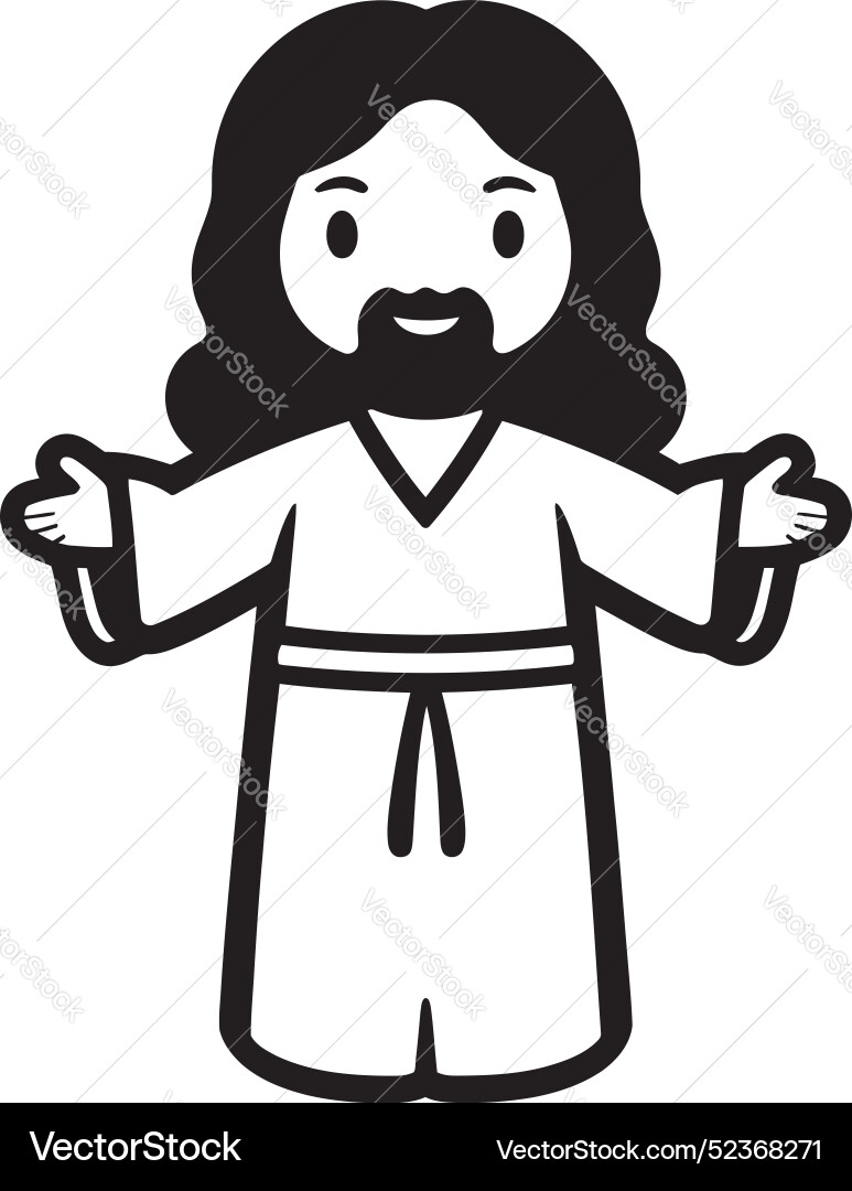 Sacred shepherd cute black jesus icon gentle Vector Image