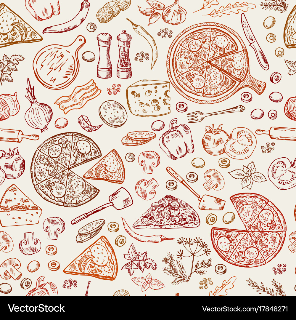 Seamless pattern with classical italian foods Vector Image