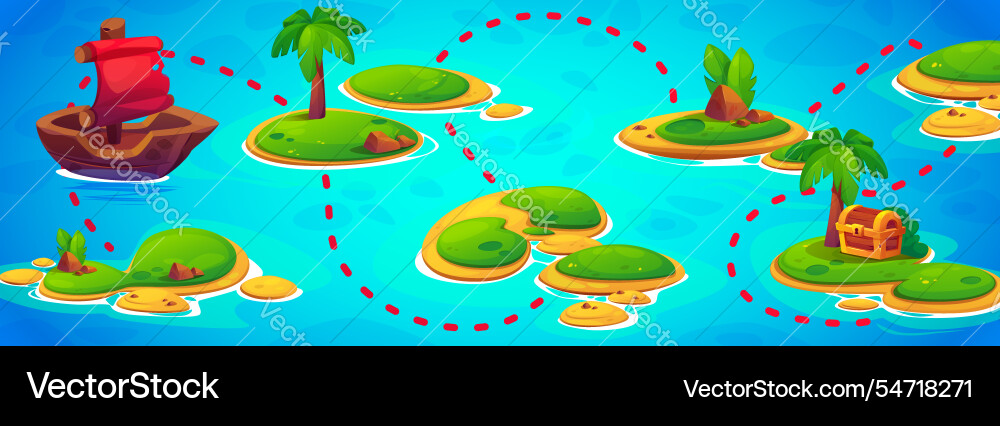 Tropical Pirate Adventure Map Royalty Free Vector Image