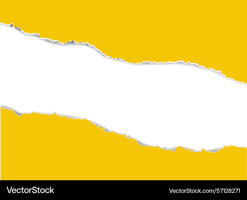 Yellow horizontal torn paper edge ripped Vector Image