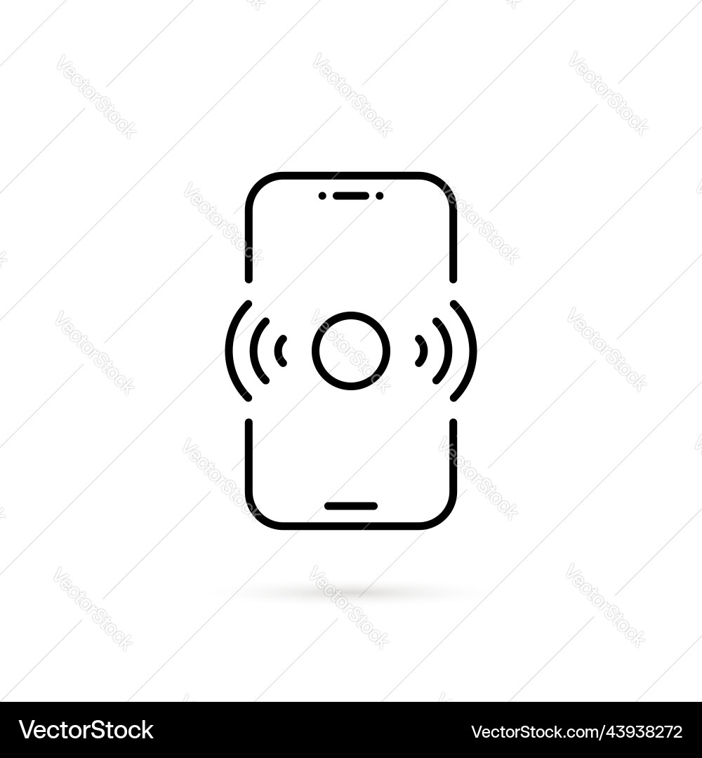 Black thin line phone with wifi hotspot Royalty Free Vector