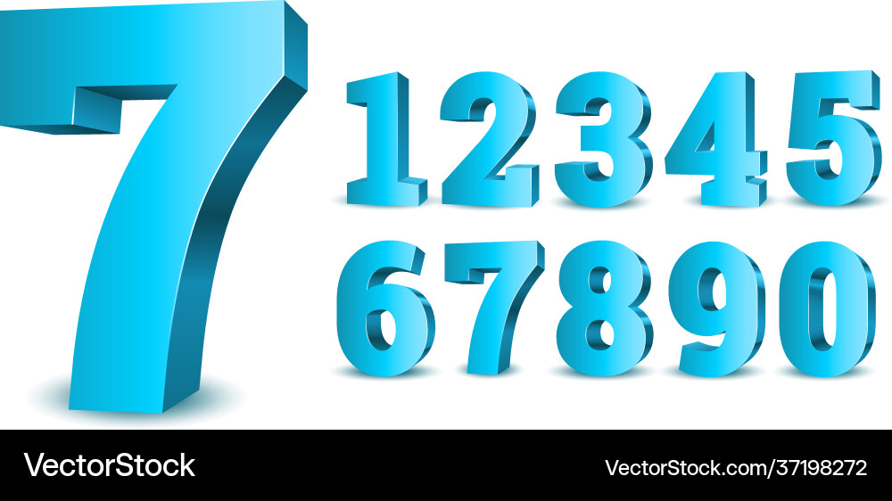 Blue 3D Number Set - Symbolic Royalty Free Vector Image