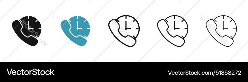 Call duration icon set in black and blue colors Vector Image
