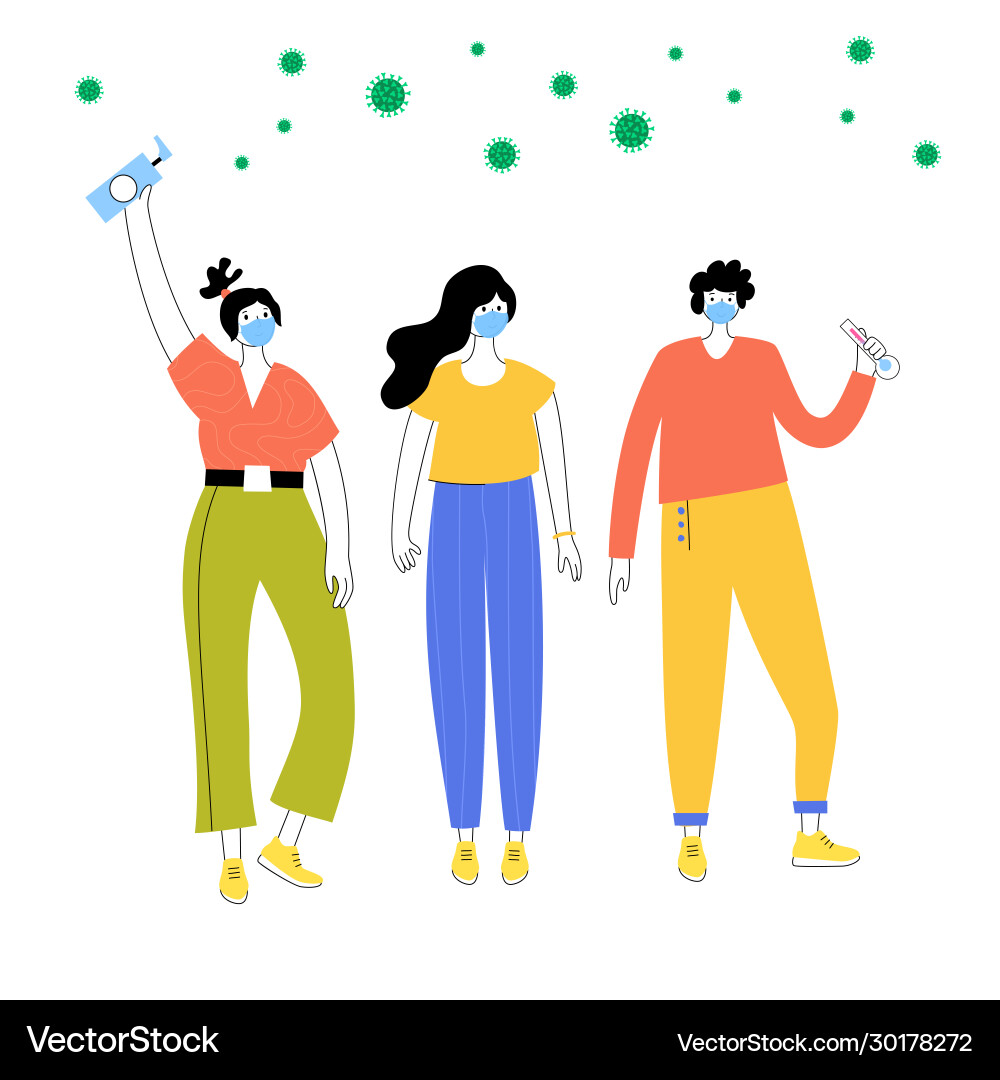 People protecting from coronavirus Royalty Free Vector Image