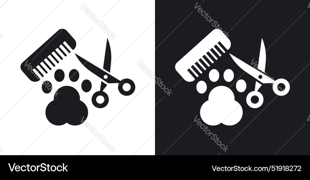 Pet grooming icon set in solid black and white Vector Image