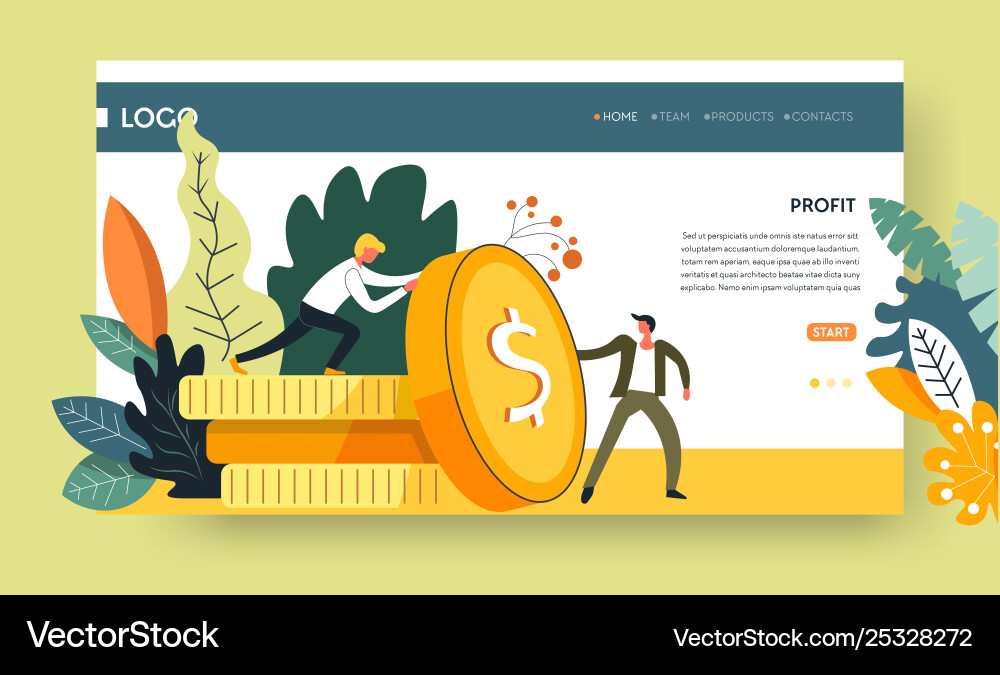 Profit business concept web page template earning Vector Image