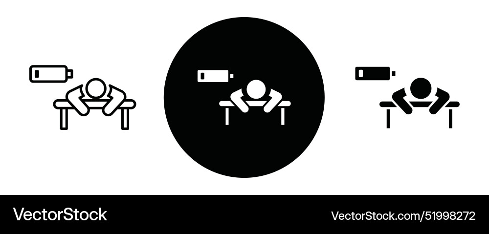 Tired person outline icon collection or set Vector Image