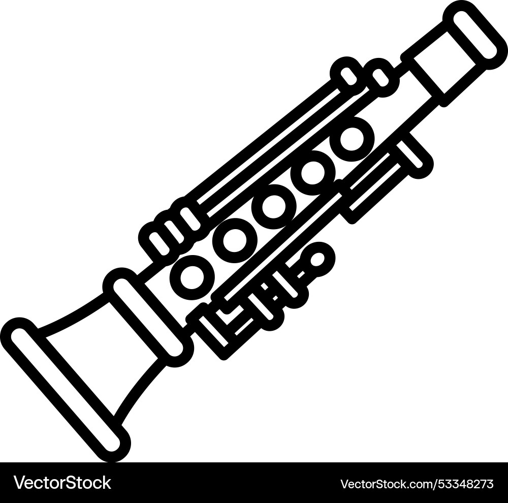 A clarinet musical instrument in line drawing Vector Image