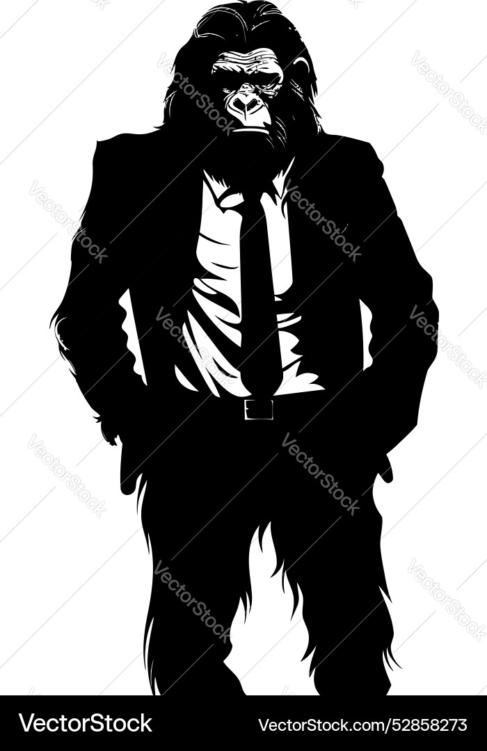 Distinguished dress suave long haired chimp Vector Image