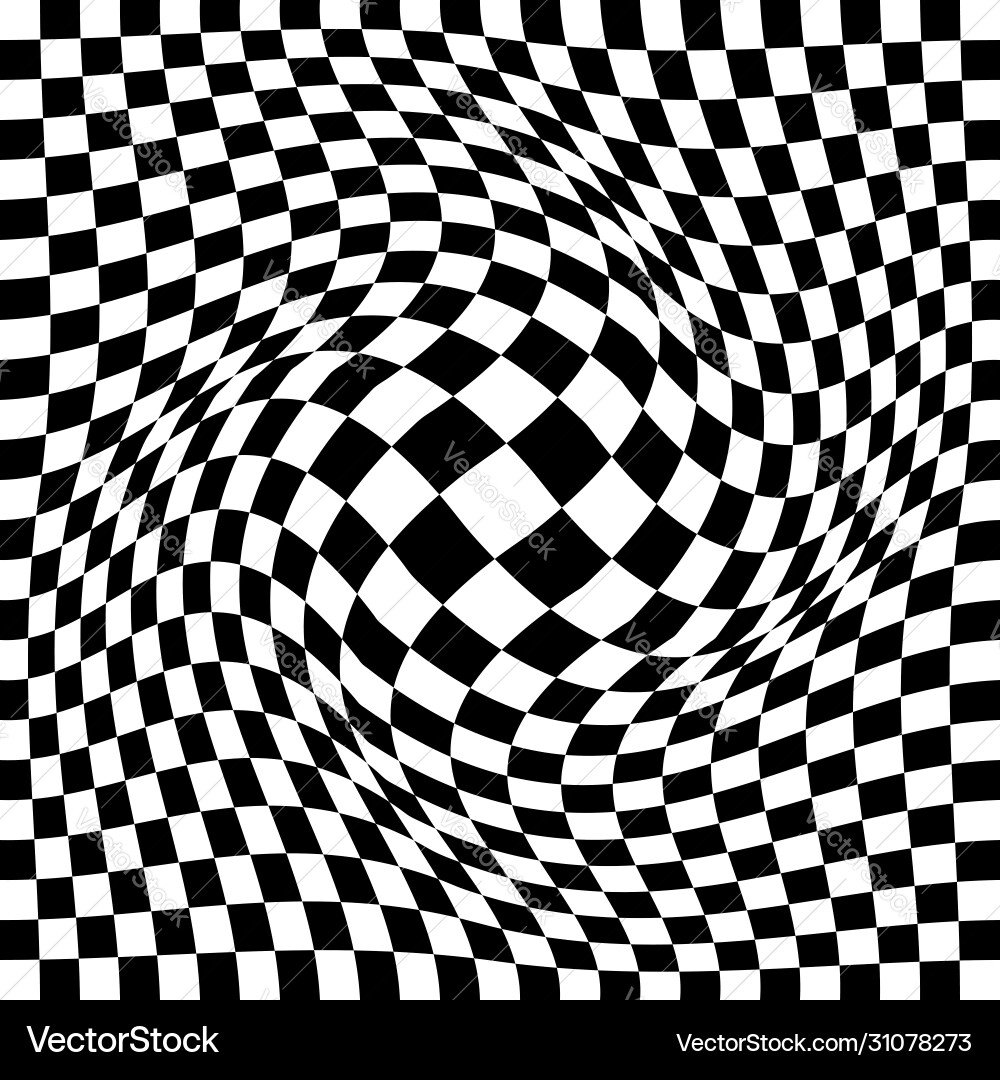 Distorted checker board op art Royalty Free Vector Image