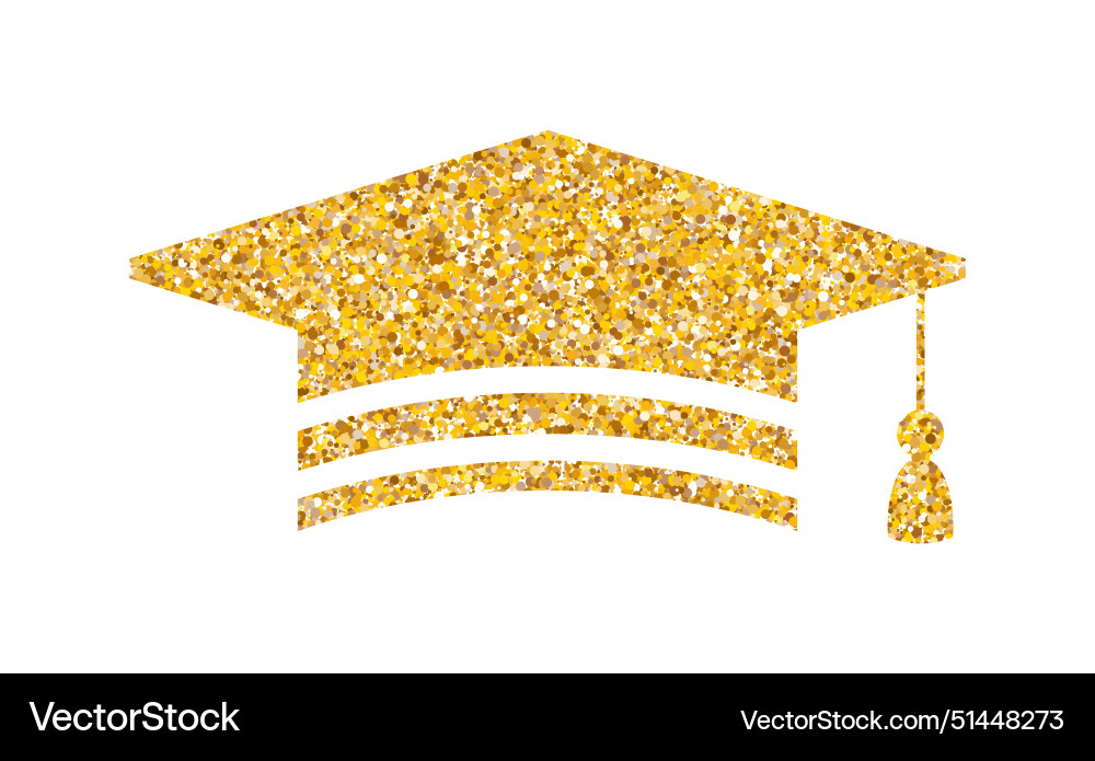 Graduation hat glitter logo graduate cap flat Vector Image