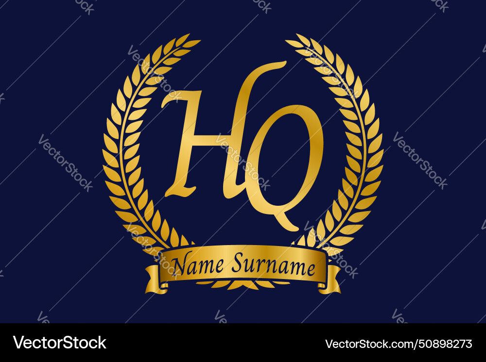 Initial letter h and q hq monogram logo design Vector Image