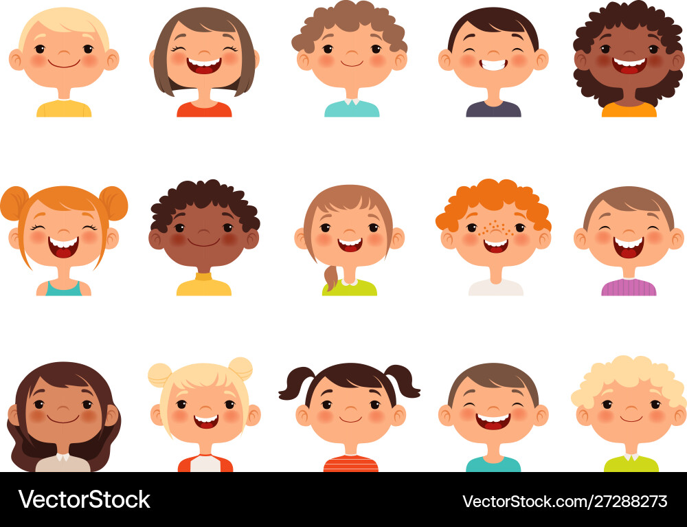 Kids faces child expression little boys Royalty Free Vector